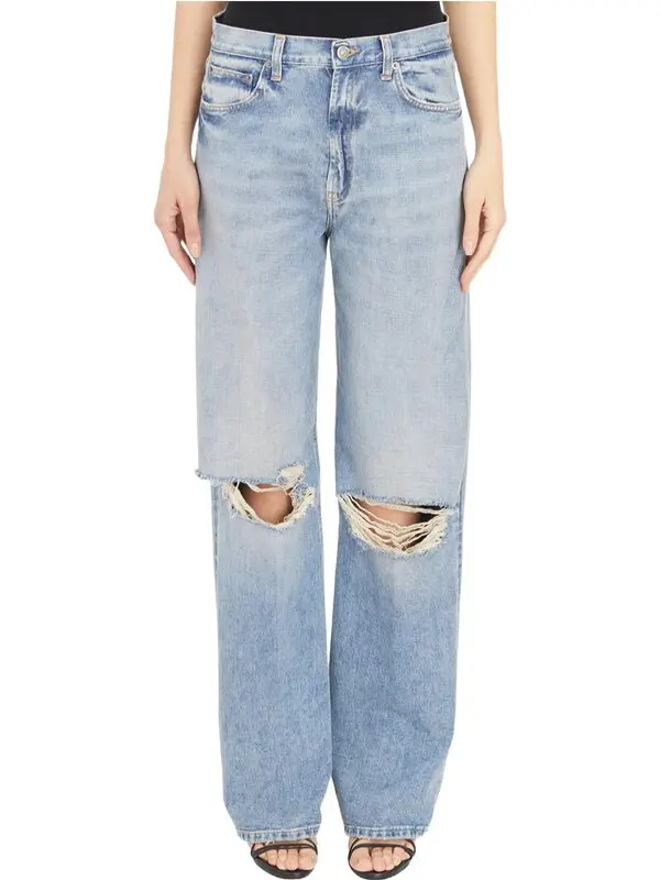 DONDUP Five-pocket Ripped Denim Trousers - Blue