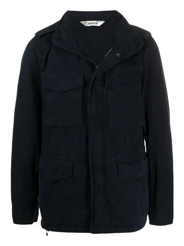 Aspesi Multi-pocket Funnel Neck Jacket - Black