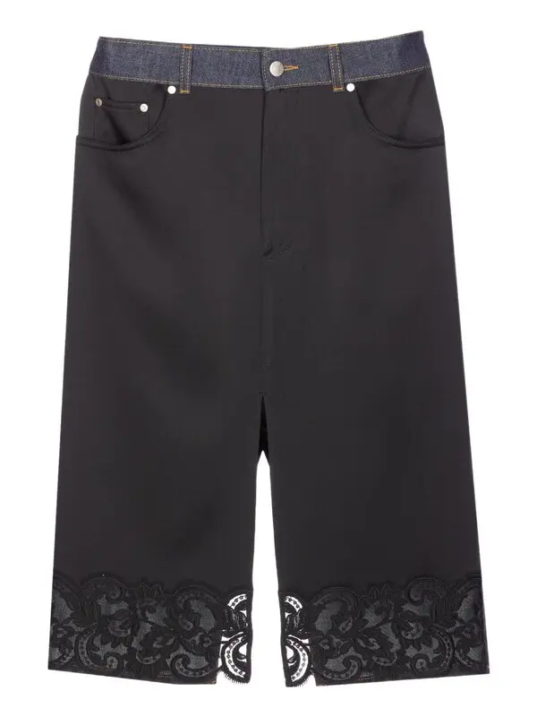 Stella McCartney Lace Panel Midi Skirt - Black