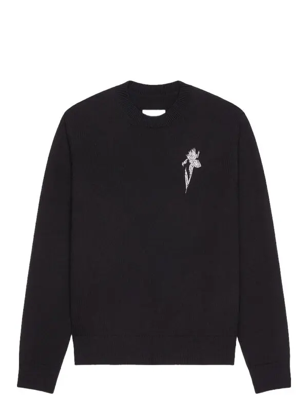 Givenchy Wool Knit Sweater With Crystal Embroidery - Black