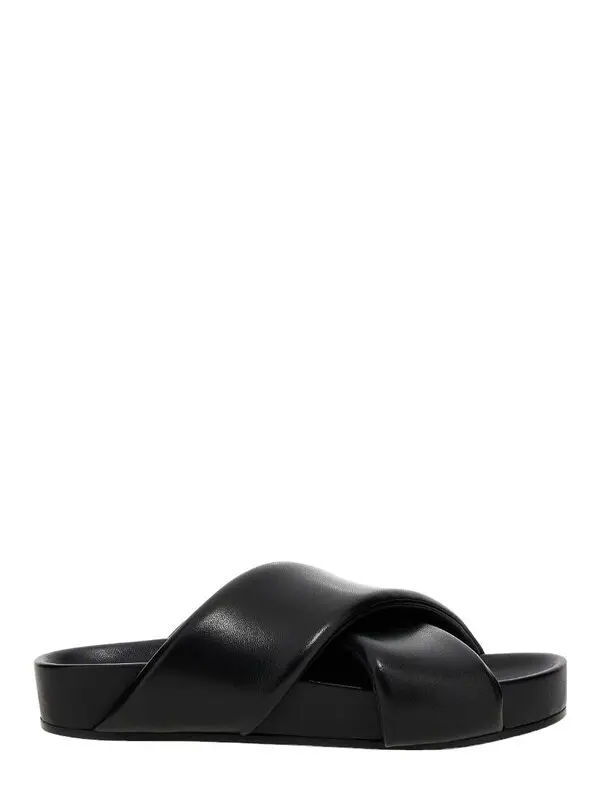JIL SANDER Padded Crossover Strap Sandals - Black