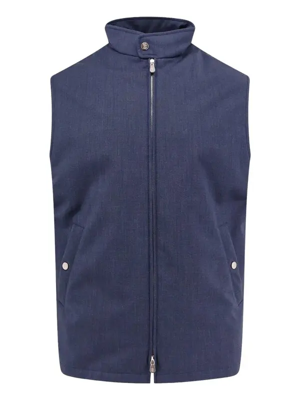 Brunello Cucinelli Flannel Zipped Gilet - Blue
