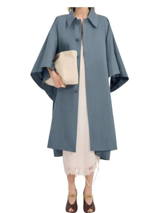 MAISON MARGIELA Water-repellent Gabardine Trench Coat - Grey Blue