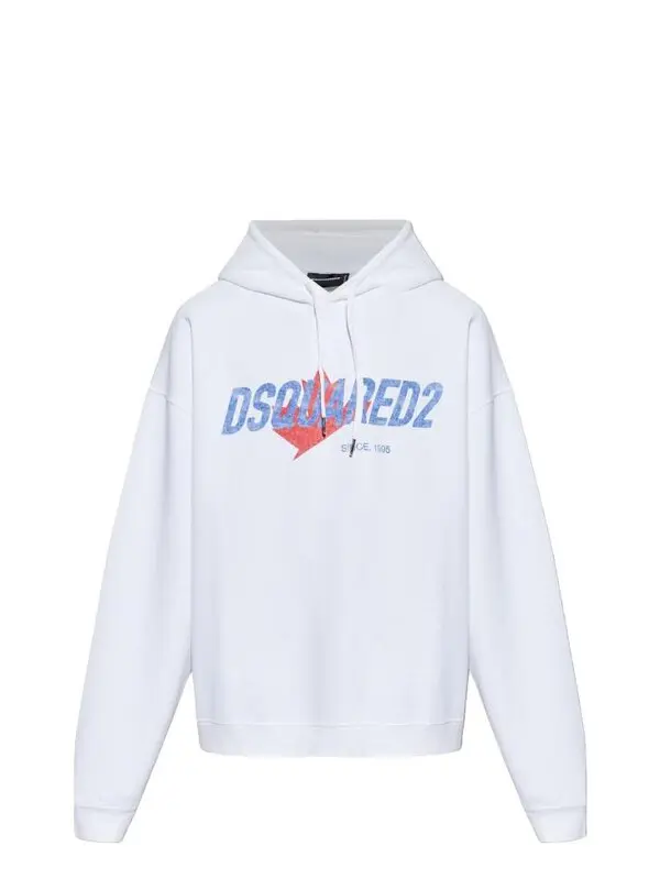 Dsquared2 Graphic Print Drawstring Hoodie - White