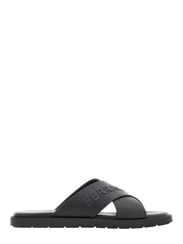 FERRAGAMO Cross-strap Slippers - Black