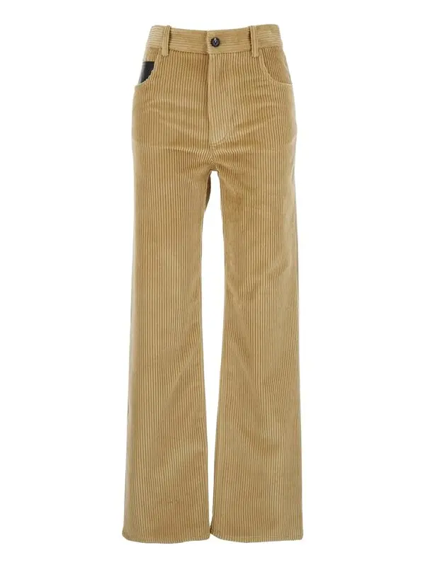 Bottega Veneta Beige Corduroy Trousers - Nude