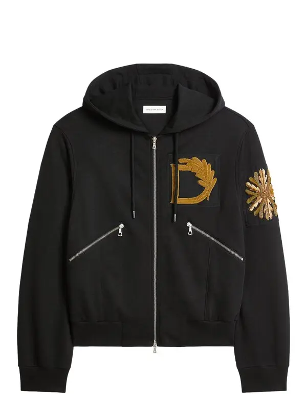 Dries Van Noten Oversized Logo-embroidered Hoodie - Black