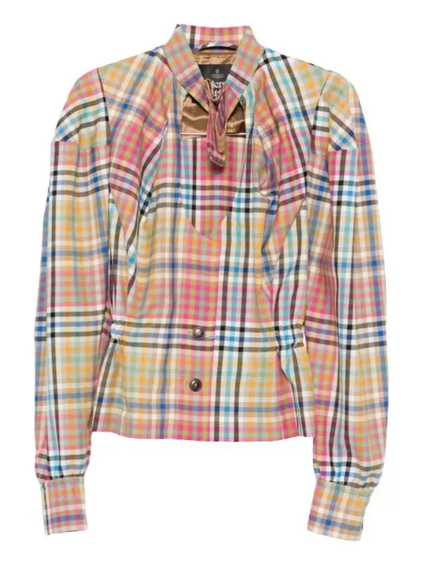 VIVIENNE WESTWOOD Plaid Cropped Top With Front Cutouts - Nude