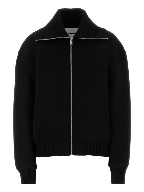 JIL SANDER Zip Up Bomber Jacket - Black