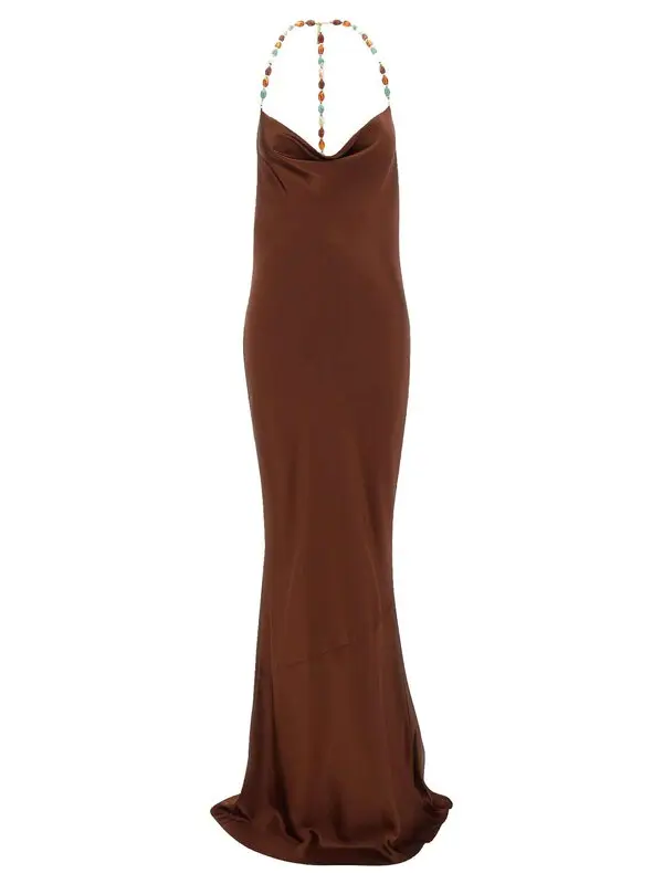 Retrofete Finley Beaded-strap Evening Dress - Brown