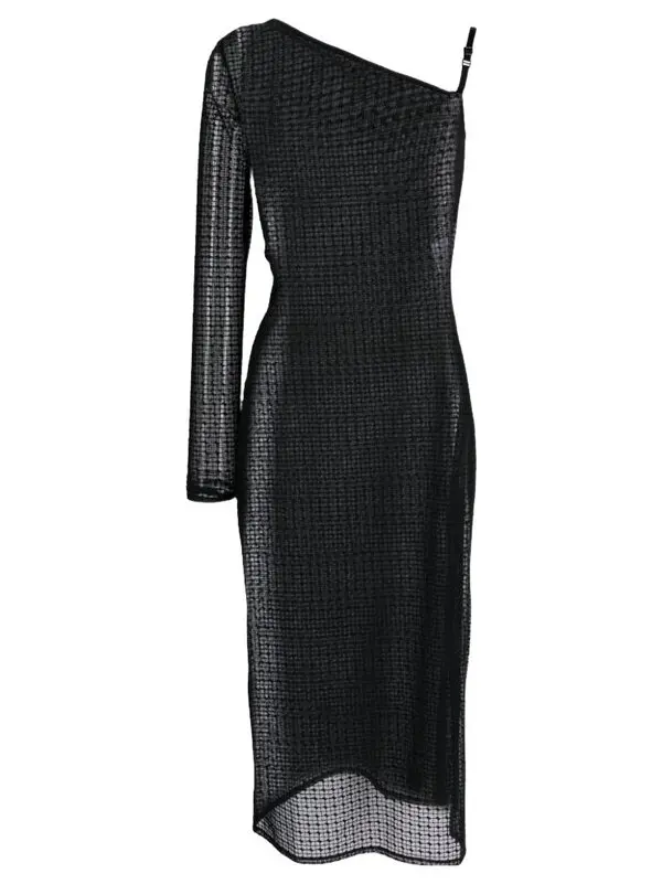 COURREGES Asymmetrical One-shoulder Midi Dress - Black