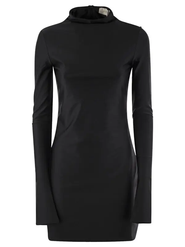 Sportmax Mock Neck Long-sleeved Dress - Black