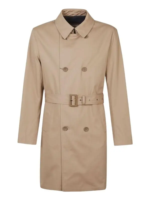 Herno Double-breasted Belted Coat - Nude