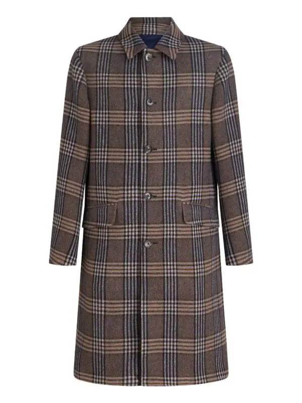 Etro Buttoned Plaid Coat - Black