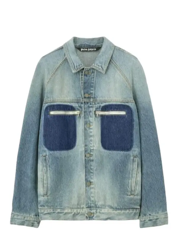 Palm Angels Buttoned Denim Jacket - Green