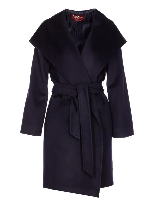 Max Mara Belted Coat With Lapel Collar - Blue