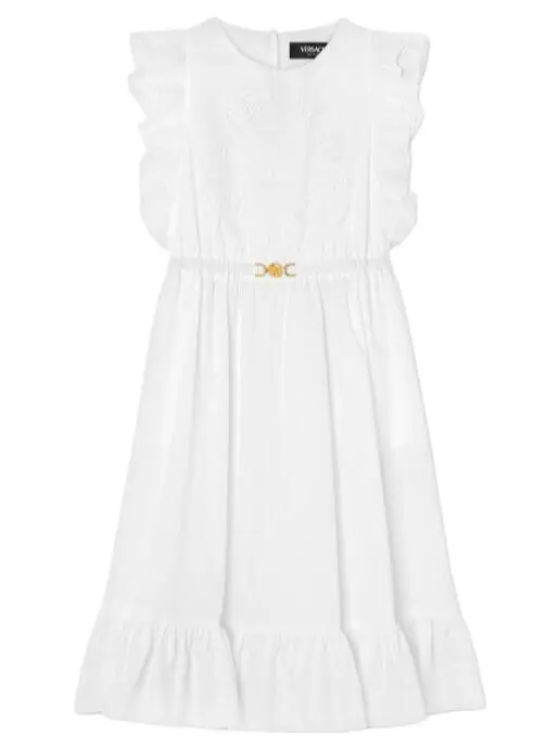 Versace Milano Stamp Ruffled Midi Dress - White
