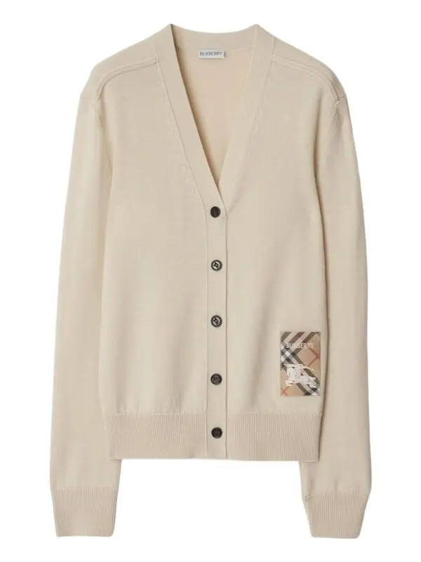 Burberry Logo Patch Knitted Cardigan - Nutmeg