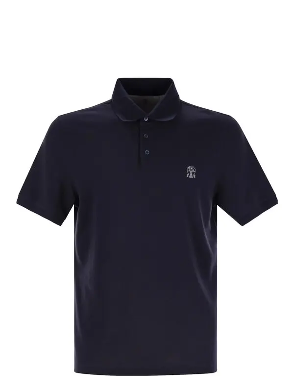Brunello Cucinelli Logo Detailed Short-sleeved Polo Shirt - Black