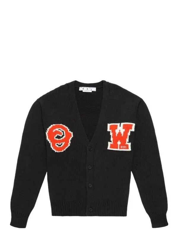 Off-White Logo V-neck Cardigan - Black