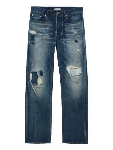 J.W.ANDERSON Jw Anderson Distressed Mid-waisted Straight-leg Jeans - Dark Blue