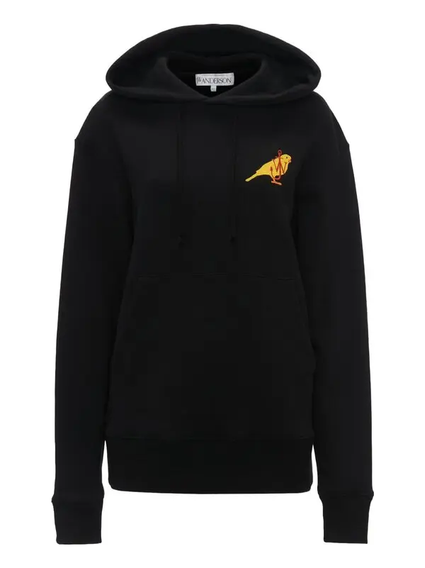 J.W.ANDERSON Embroidered Organic Cotton Hoodie - Black