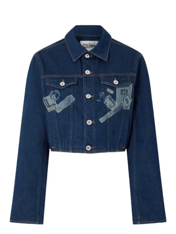 JEAN PAUL GAULTIER Cropped Printed Denim Jacket - Middenim