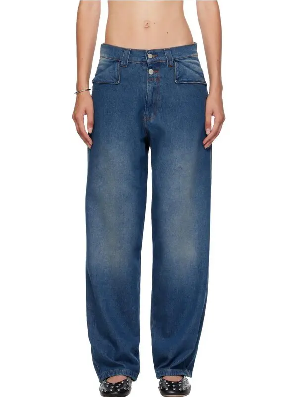 Gimaguas Wide-leg Jeans With Contrast Stitching - Blue