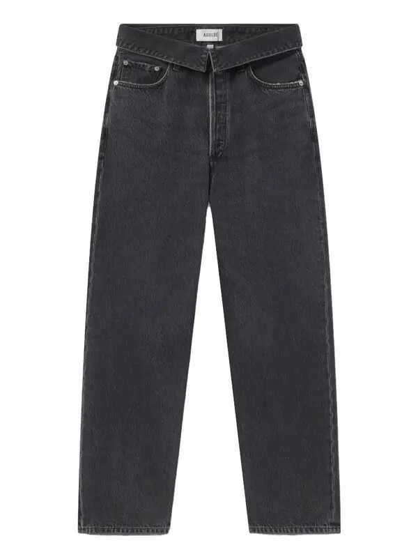 AGOLDE Wide-leg Jeans With Rolled Waistband - Black