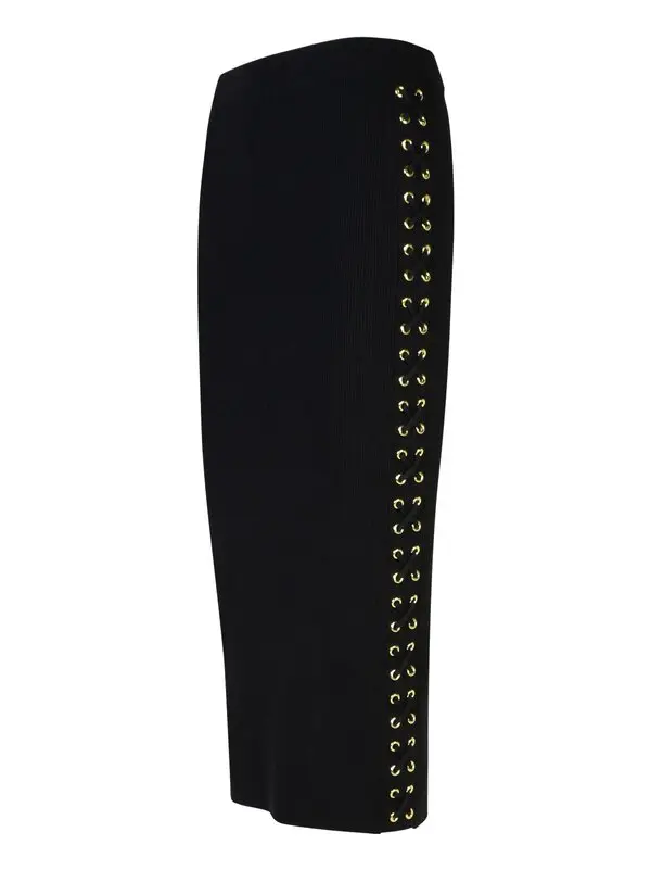 Michael Kors Logo Plaque Midi Skirt - Black