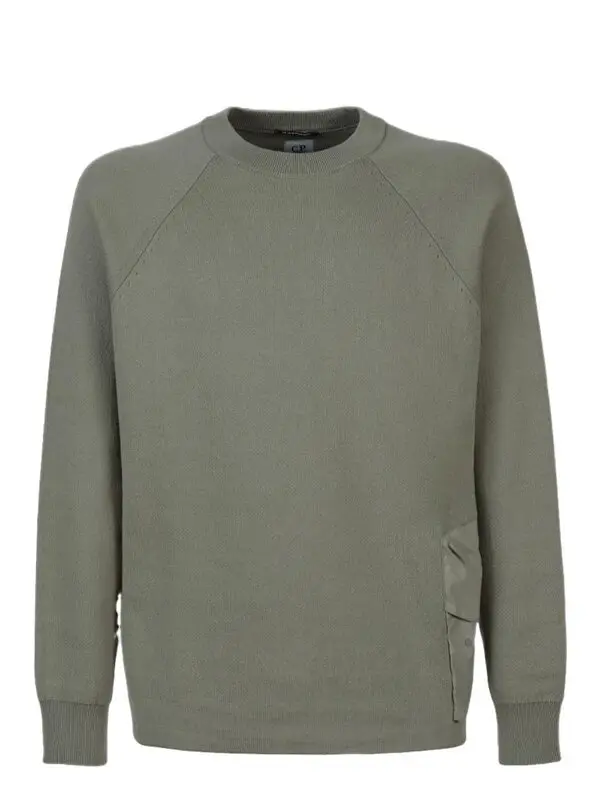 C.P. COMPANY Crewneck Knitted Jumper With Side Pocket - Green