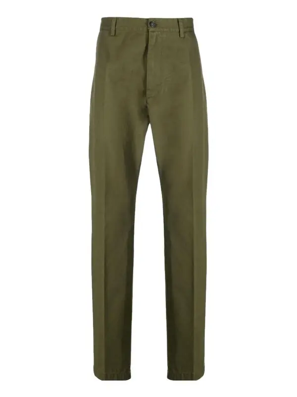 Dsquared2 Logo Print Straight Leg Cotton Trousers - Green