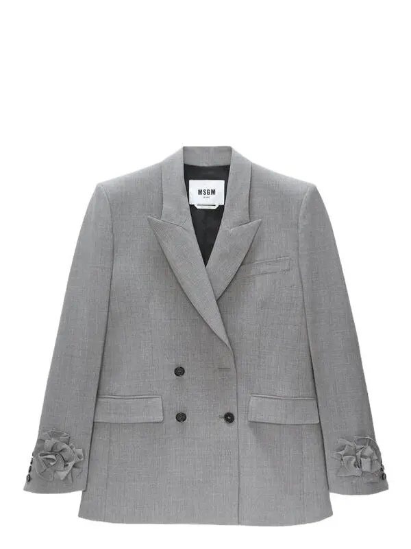 MSGM Floral Appliqué Logo Patch Blazer - Gray