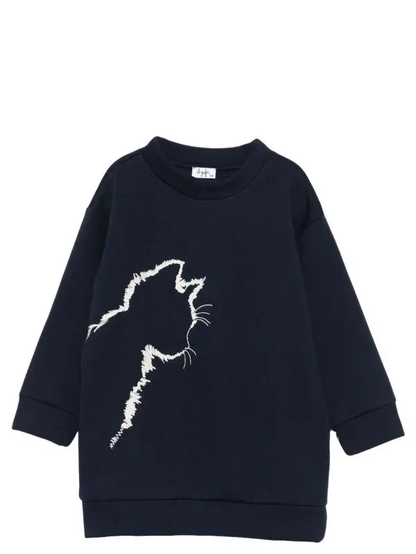 IL GUFO Embroidered Fleece Dress - Black