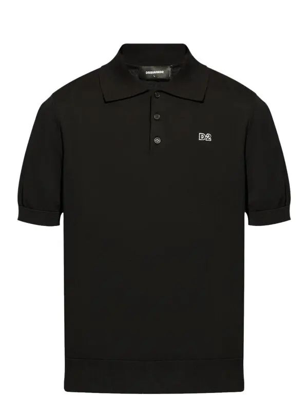 Dsquared2 Logo Embroidered Short-sleeved Polo Shirt - Black