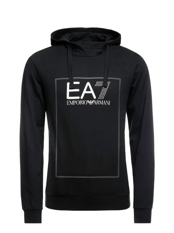 EA7 Logo Hooded Sweater - Black