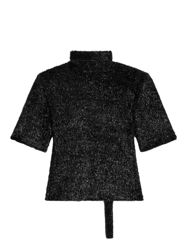 Celine Lurex Top With Embellished Neckline - Black