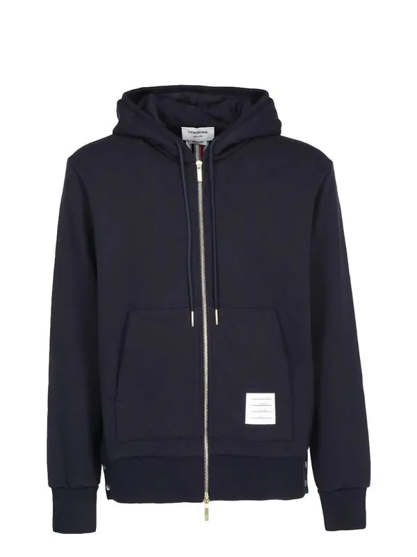Thom Browne Rwb Stripe Zipped Hoodie - Navy Blue