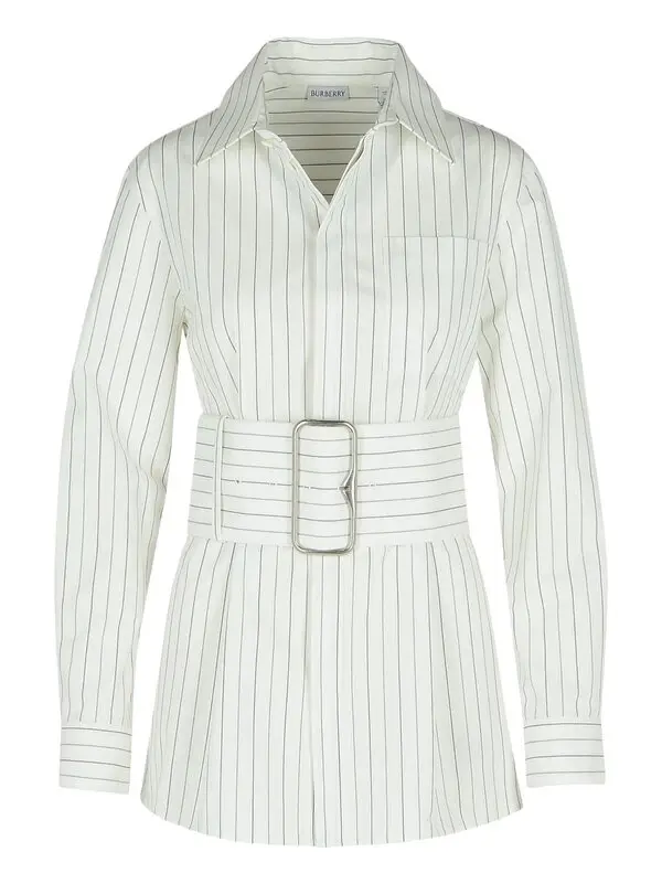 Burberry Striped Shirt With Wide Belt - No