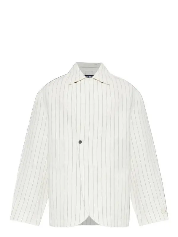 Jacquemus Striped Collared Jacket - White