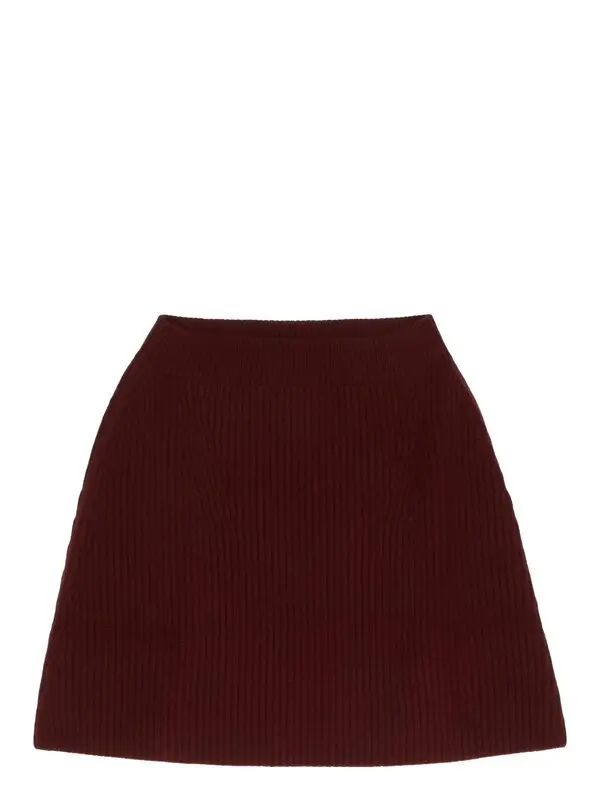 JIL SANDER Ribbed Knit Mini Skirt - Brown