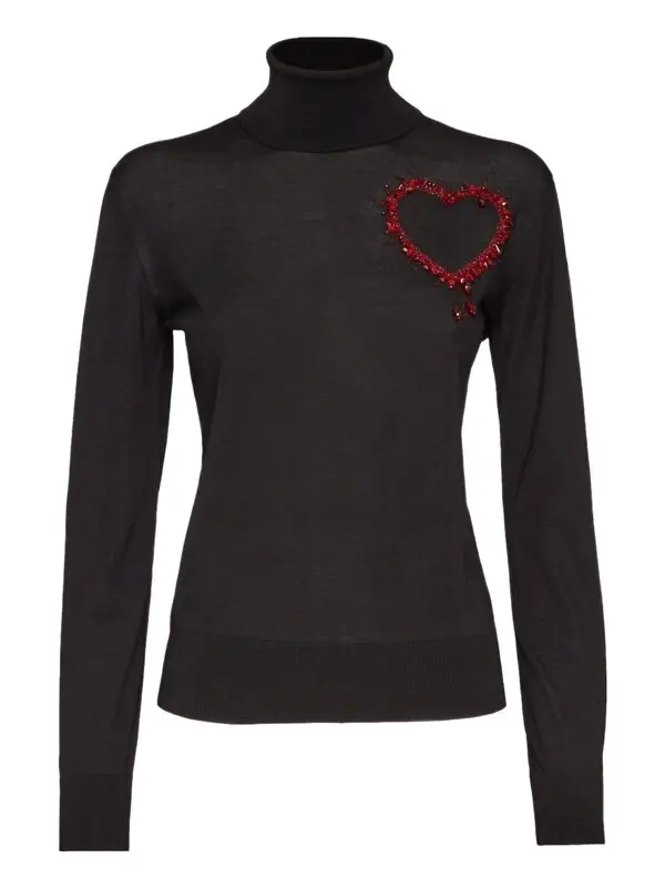 Dsquared2 Heart Embellished Turtleneck Knitted Jumper - Black