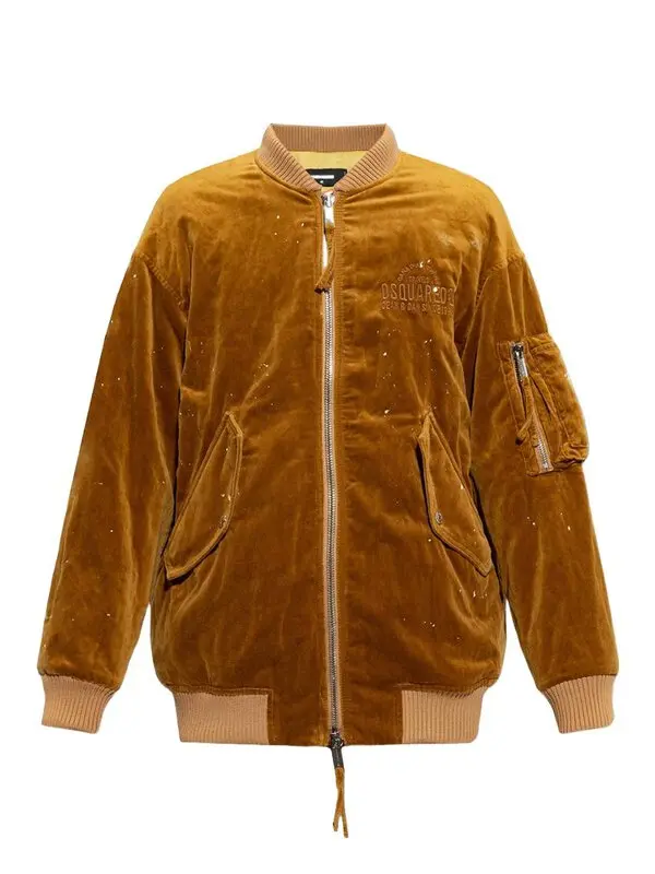 Dsquared2 Embroidered Logo Bomber Jacket - Brown