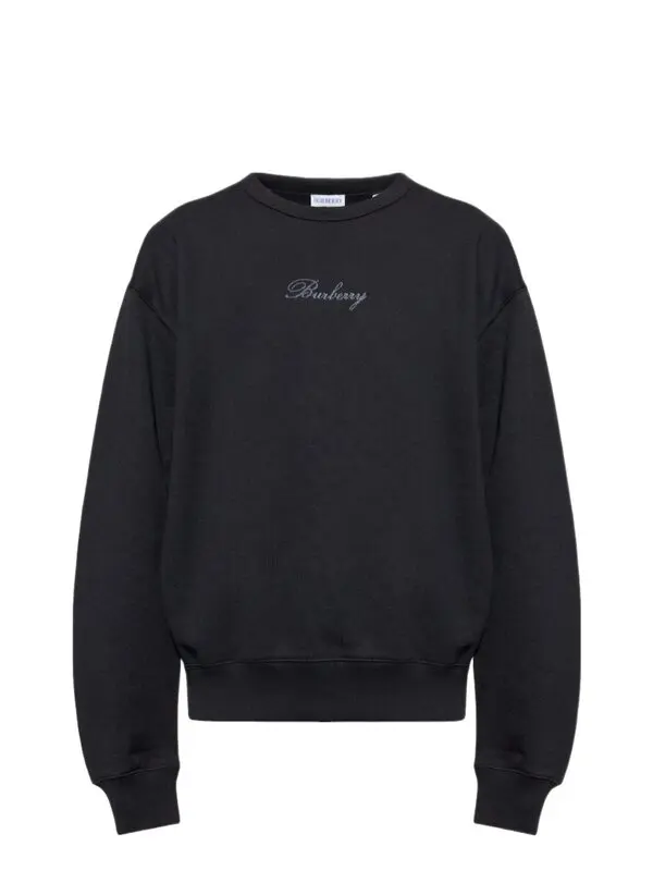 Burberry Logo Embroidered Crewneck Sweatshirt - Black