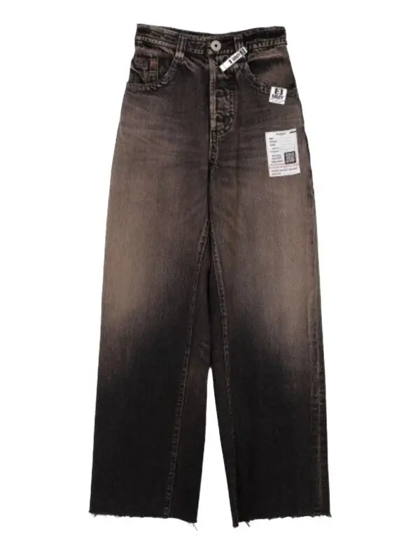 Mihara Yasuhiro Frayed Hem Straight-leg Jeans - Black