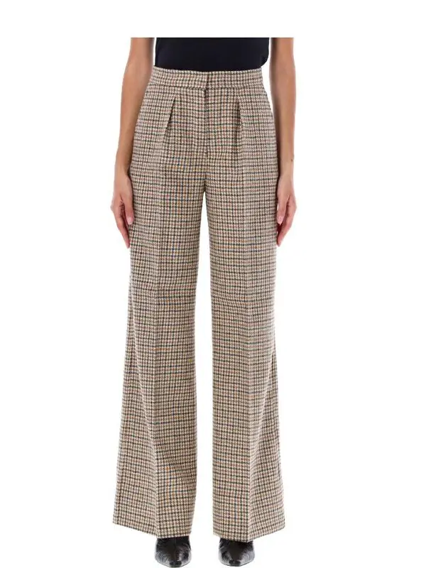 Palm Angels Plaid Wide-leg Trousers - Nude