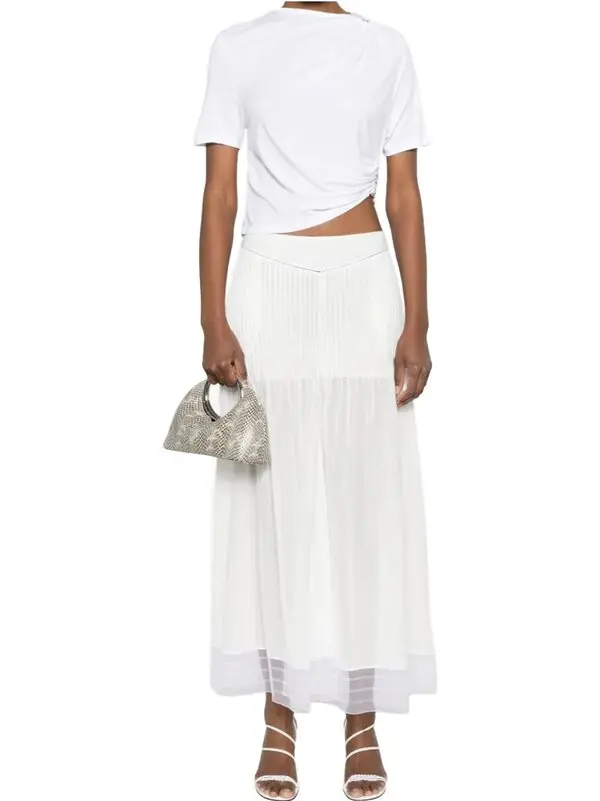 Christopher Esber Asymmetric Neckline Gathered Embellished Cropped Top - White