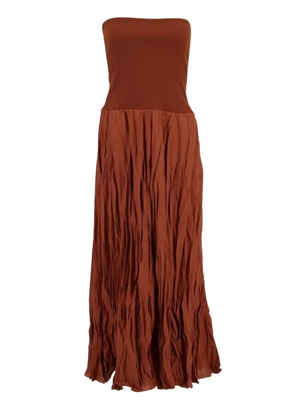 Johanna Ortiz Ribbed-waist Pleated Ankle-length Skirt - Red