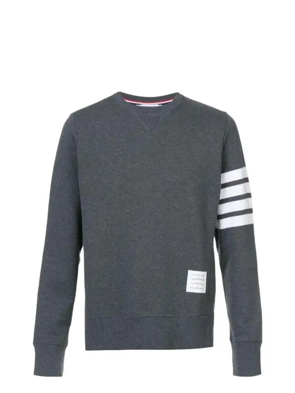 Thom Browne 4-bar Stripe Long Sleeve Crewneck Sweatshirt - Dark Gray