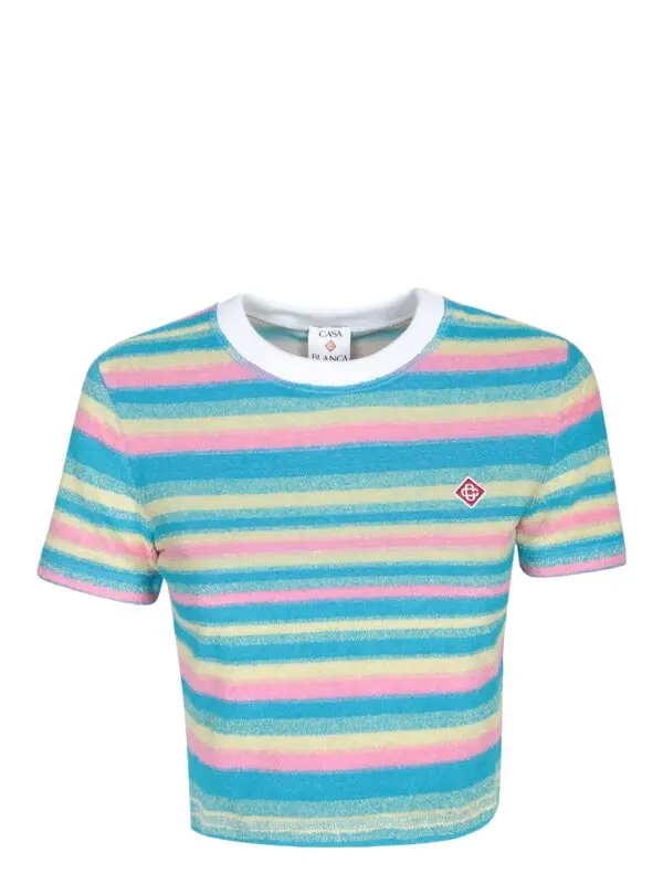 Casablanca Logo Striped Terry T-shirt - Blue
